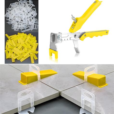 Tile Leveling System Kit 600pcs Tile Leveler Spacers Clips 150pcs Reusable Wedges 1pc Tile