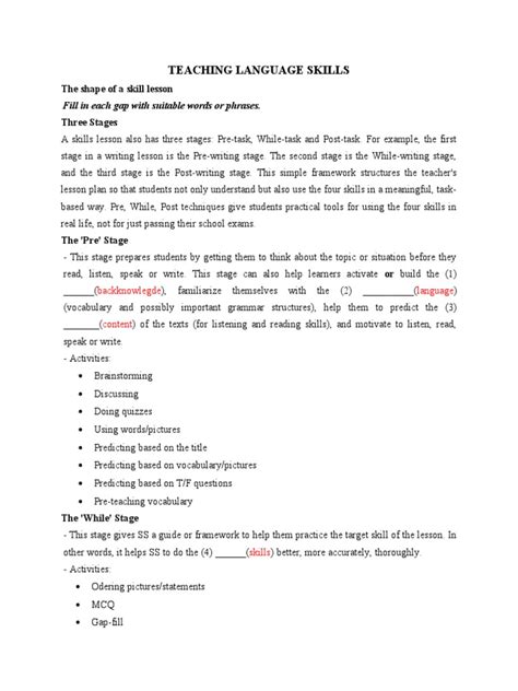 Teaching Language Skills Pdf Vocabulary Writing