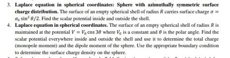 Solved 3 Laplace Equation In Spherical Coordinates Sphere