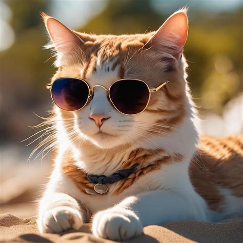 Premium Photo Orange Cat Wearing Sunglasses