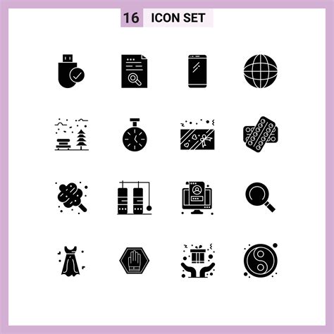 16 User Interface Solid Glyph Pack Of Modern Signs And Symbols Of Worldwide Globe File Iphone