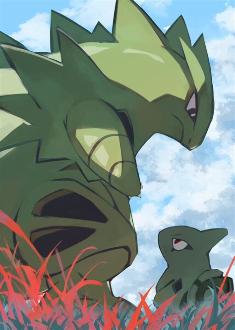 Tyranitar And Larvitar Pokemon Drawn By Garaqbeuxvii22 Danbooru