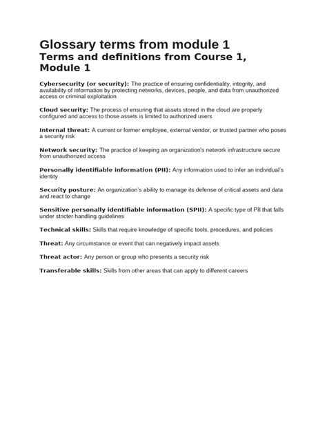 Glossary Terms From Module 1 Pdf Malware Security