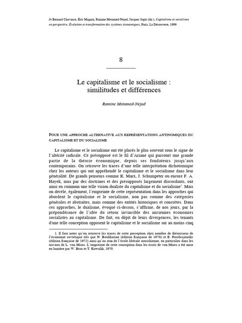 Capitalisme Et Socialisme Points Communs Pdf Capitalisme Argent