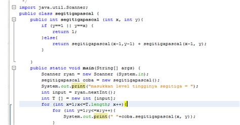 sistem aplikasi islami segitiga pascal codingan java