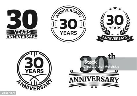 30 년 아이콘 또는 로고 세트 30 주년 기념 사인 또는 스탬프 희년 생일 축하 디자인 요소 벡터 일러스트 레이 션입니다 30에 대한 스톡 벡터 아트 및 기타 이미지