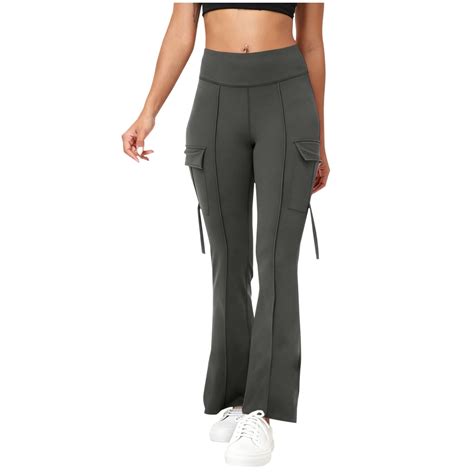 Hrsba Yoga Flare Pants Forwomen Solid Color High Waisted Flare Leg