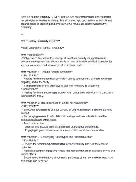 Healthy Feminity Script Pdf Emotions Communication