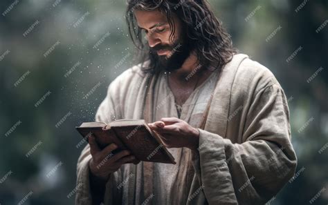Premium Photo Jesus Christ Reads A Bible Holy Bible In Church Concept
