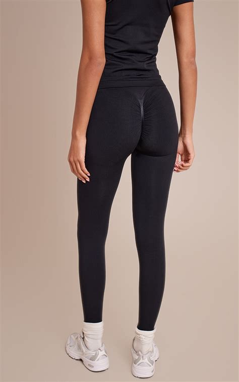 Tall Black Logo High Waist Scrunch Bum Leggings Tall Plt Ire