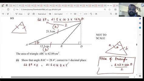 Igcse 0580 Area Of A Triangle Using Trigonometry Igcse Igcsemaths Maths Area Youtube