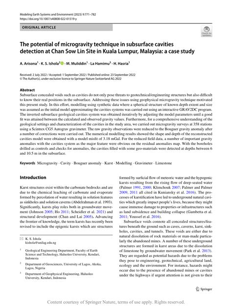The Potential Of Microgravity Technique In Subsurface Cavities