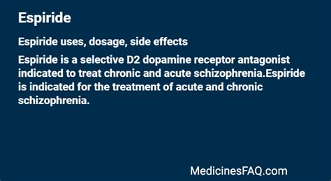 Espiride Uses Dosage Side Effects Food Interaction And Faq