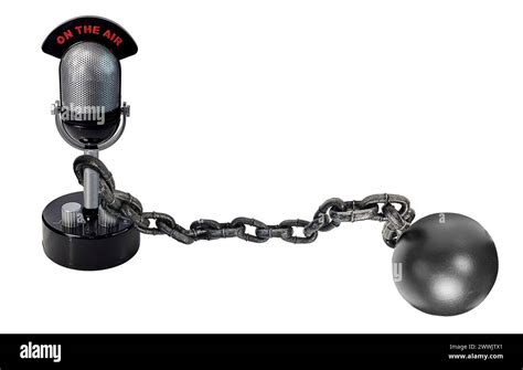 Antique Microphone Used For Audio Purposes And Ball And Chain To Show