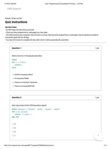 Grade 8 Programming And Computational Thinking 1 Unit Test Pdf Programming Computer Program