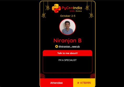 Niranjan B On Linkedin Pycon Pyconindia2020 Python