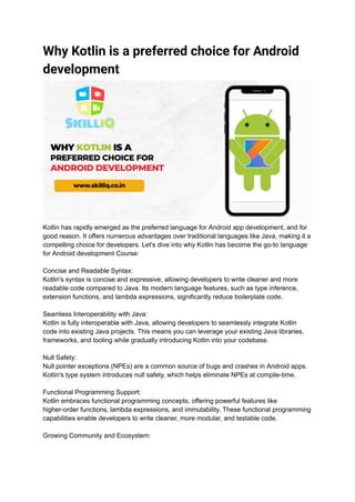 Android With Kotlin Course Skilliq Pdf Programming Languages Computing