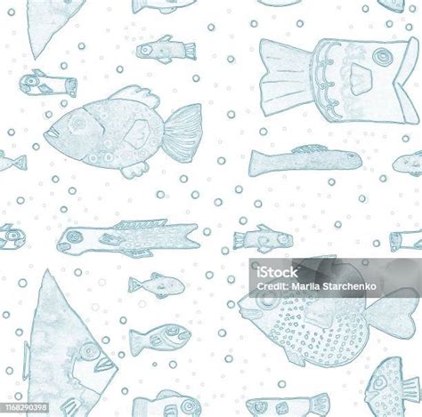 파란색 배경에 수채화 스타일의 패턴 수채화 물고기 이국적인 배경입니다 스케치 일러스트레이션 이국적인 질감 바다 바다 물고기 세트입니다 0명에 대한 스톡 벡터 아트 및 기타