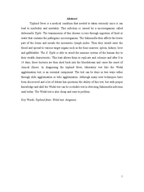 Widal Agglutination Test Pdf Salmonella Infection