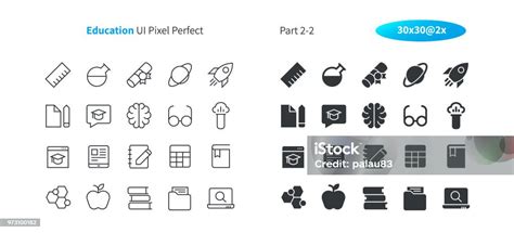 교육 Ui 픽셀 완벽 한 잘 만들어진 벡터 얇은 선 및 고체 아이콘 30 2 그리드 웹 그래픽 및 애플 리 케이 션에 대 한 X