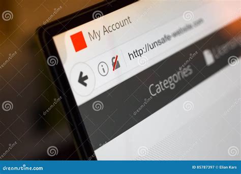 Browser Warning For Unencrypted Connection Stock Image Image Of Macro Domain 85787397