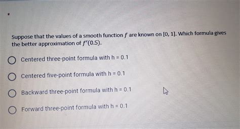 Solved Suppose That The Values Of A Smooth Function F Are Chegg Com