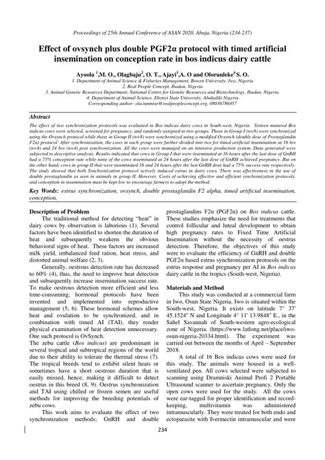 pdf effect of ovsynch plus double pgf2α protocol with timed
