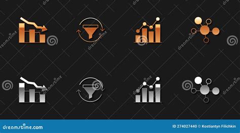 Set Financial Growth Decrease Sales Funnel With Chart Pie Infographic