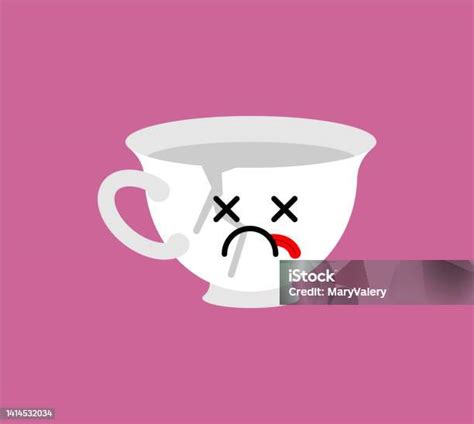 깨진 컵 만화 슬픈 얼굴로 금이 간 머그잔 벡터 일러스트 레이 션 거미줄에 대한 스톡 벡터 아트 및 기타 이미지 거미줄