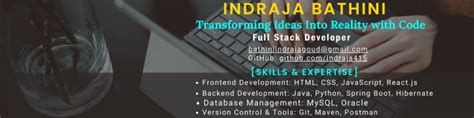 Indraja Bathini Aspiring Java Full Stack Developer Proficient In