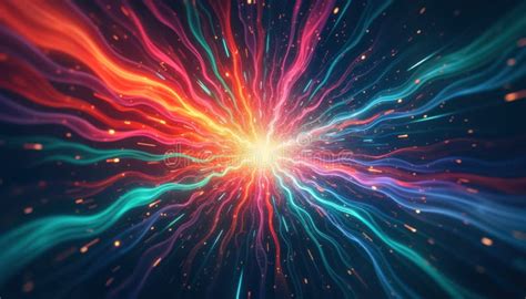 Vibrant Cosmic Explosion Dynamic Lines Radiate From Central Point Generative Ai Tech Creates