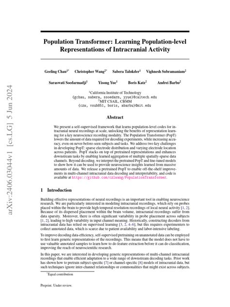 Population Transformer Learning Population Level Representations Of