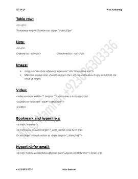 Web Authoring Notes For IGCSE ICT By Namrah Erum TPT