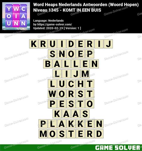 Woord Hopen Niveau 1345 Komt In Een Buis • Game Solver