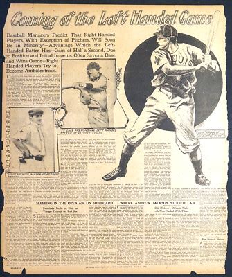 1909 Newspaper Page Coming Of The Left Handed Game Ty Cobb Dode