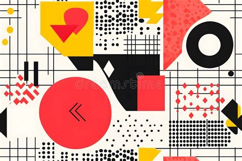 Retro Geometric Shapes In Bright Bold Colors Arranged In A Seamless