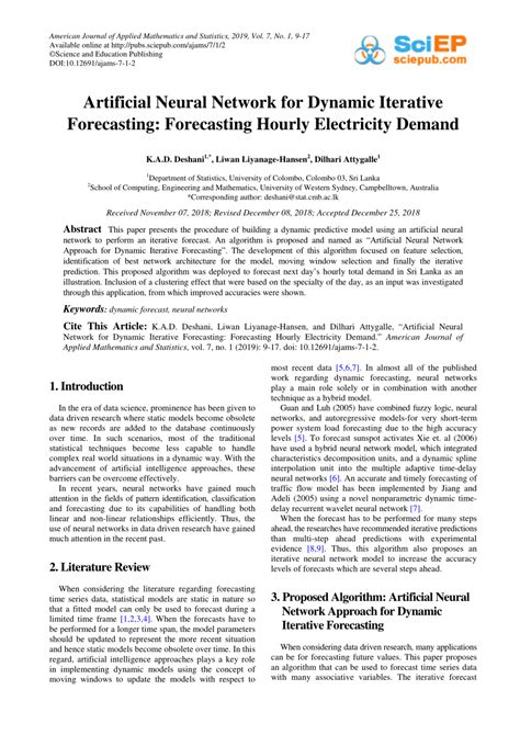 pdf artificial neural network for dynamic iterative forecasting