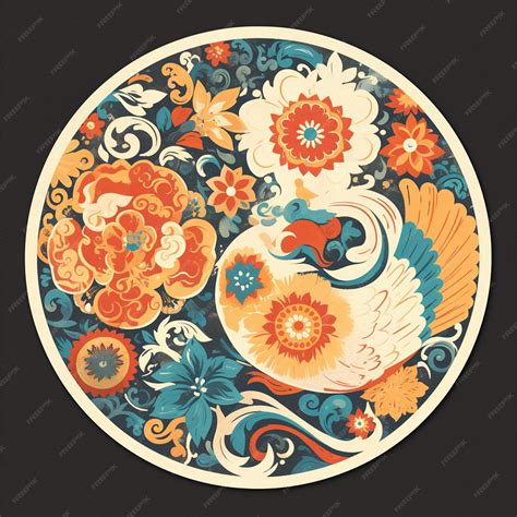 Vietnamese Traditional Festival Patterns With Bright Colors Premium