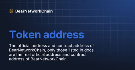 Token Address Bearnetworkchain