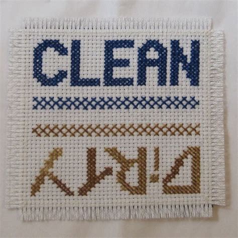 Cleandirty Dishwasher Magnet Washing Cross Stitch Projects Funny