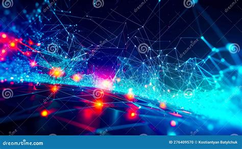 Blue And Red Abstract Background With Lines Dots And Dots On It Generative Ai Stock