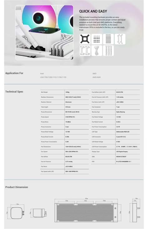 Deepcool Ls520 Ls720 Se Digital Black White Series Aio Cpu Cooler