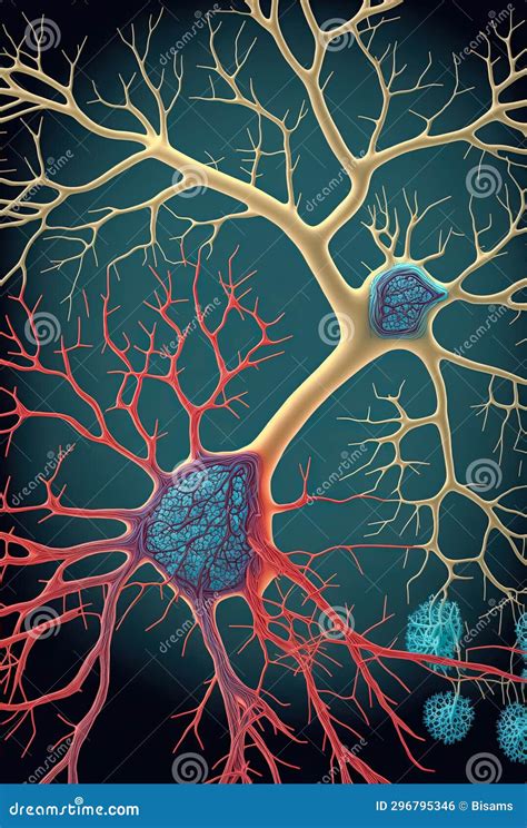 Neuron Network Brain Cells. Human Nervous System and Brain Activity Concept. Generative AI Stock ...