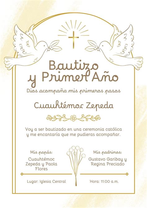 Plantillas Para Invitaciones De Bautizo Gratis Canva