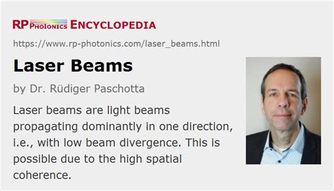 Laser Beams Gaussian Coherence Beam Quality Divergence Polarization