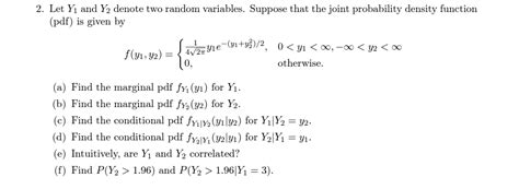 Solved Let Yı and Y denote two random variables Suppose Chegg com