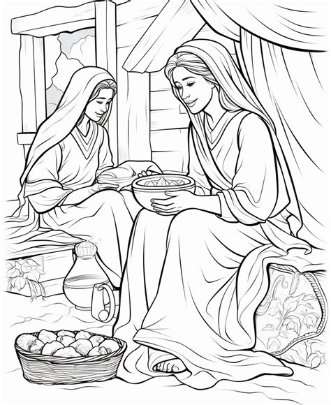 Premium Photo A Coloring Page Of Jesus And Mary Reading The Bible Generative Ai