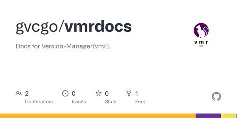 Github Gvcgovmrdocs Docs For Version Managervmr