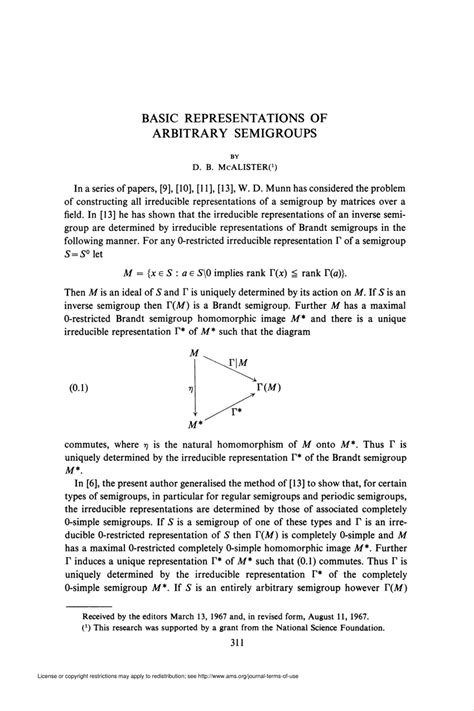 PDF Basic Representations Of Arbitrary Semigroups