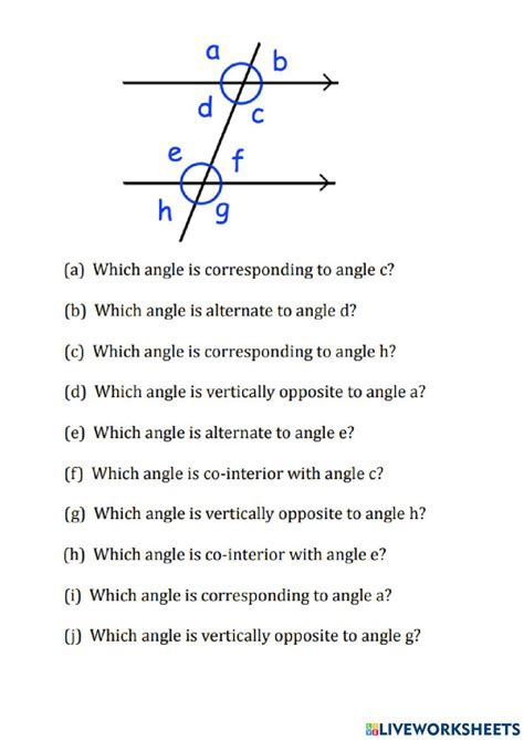 angles in parallel lines worksheet